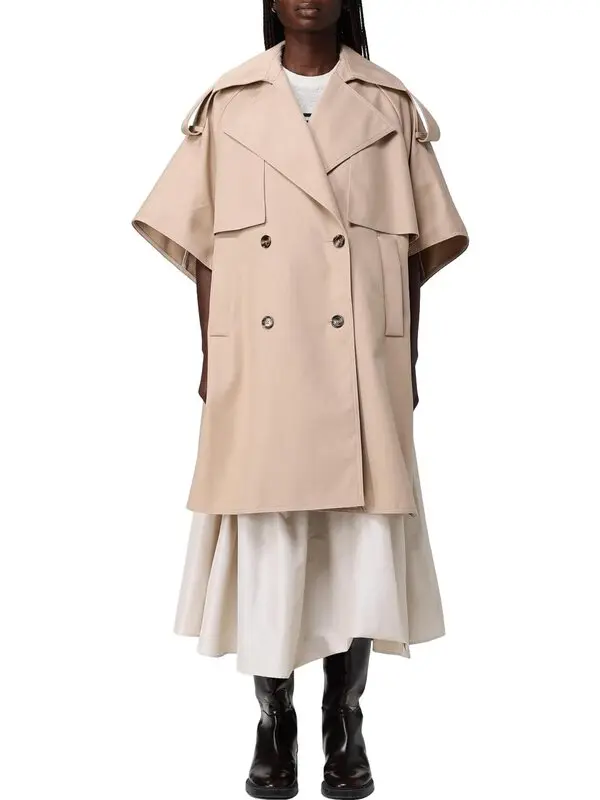 Max Mara Oversized Cotton Double Breasted Trench Coat - White