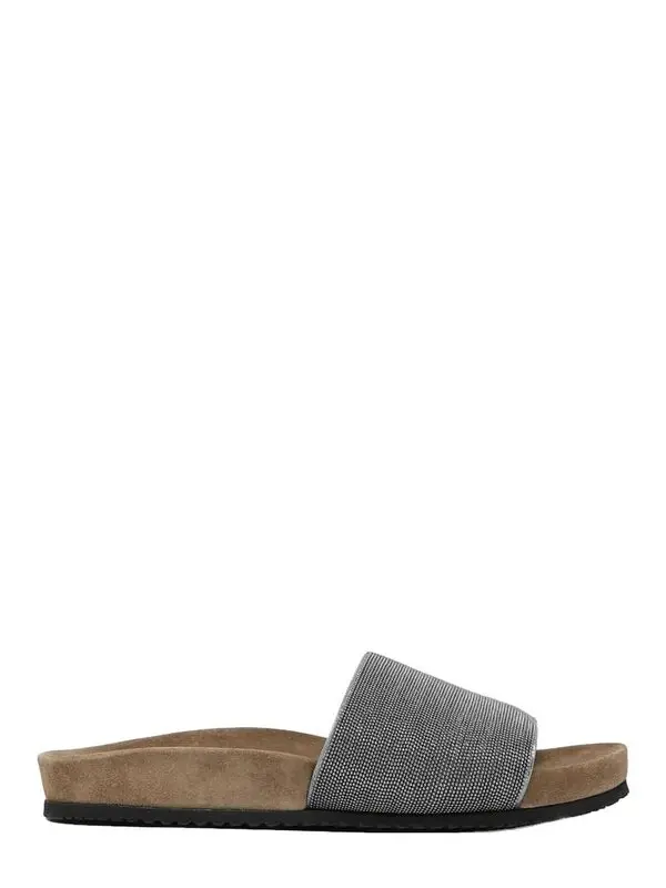 Brunello Cucinelli Metallic Effect Slip-on Slides - Silver