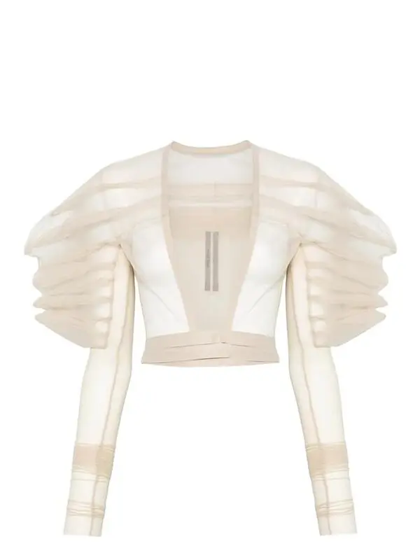 Rick Owens Wrap-around Long Sleeve Crop Top - Cream