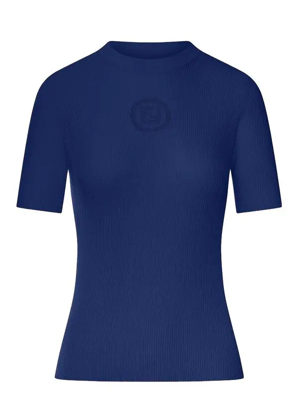 Fendi Cotton Sweater With Front Logo - Blue