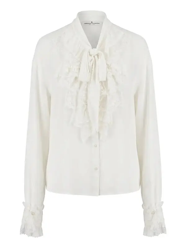 ERMANO SCERVINO Ermanno Scervino Silk Ruffled Lace Shirt - Multicolor