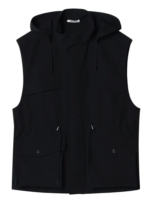 Auralee Wool Canvas Gilet With Drawstring - Black