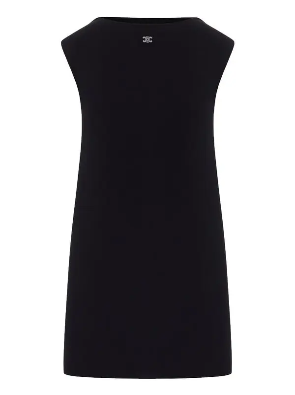Celine Wool Blend Dress With Triomphe Logo - Black