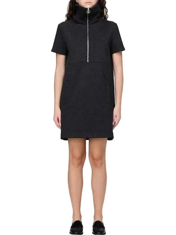Gucci Cotton Blend Mini Dress With Zip - Gray