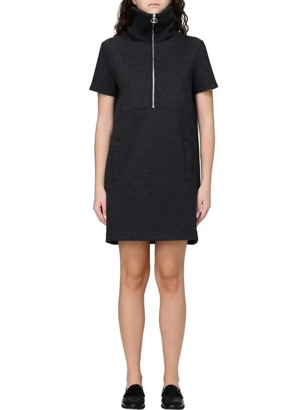 Gucci Cotton Blend Mini Dress With Zip - Gray