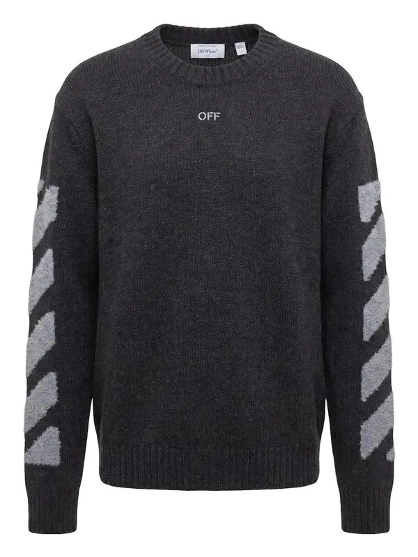 Off-White Diag Fuzzy Crew Neck Sweater - Multicolor