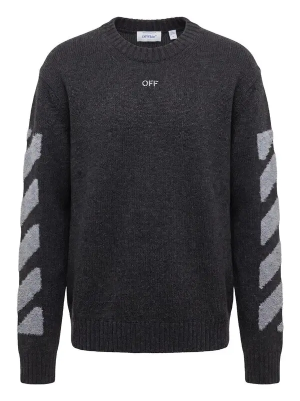 Off-White Diag Fuzzy Crew Neck Sweater - Multicolor