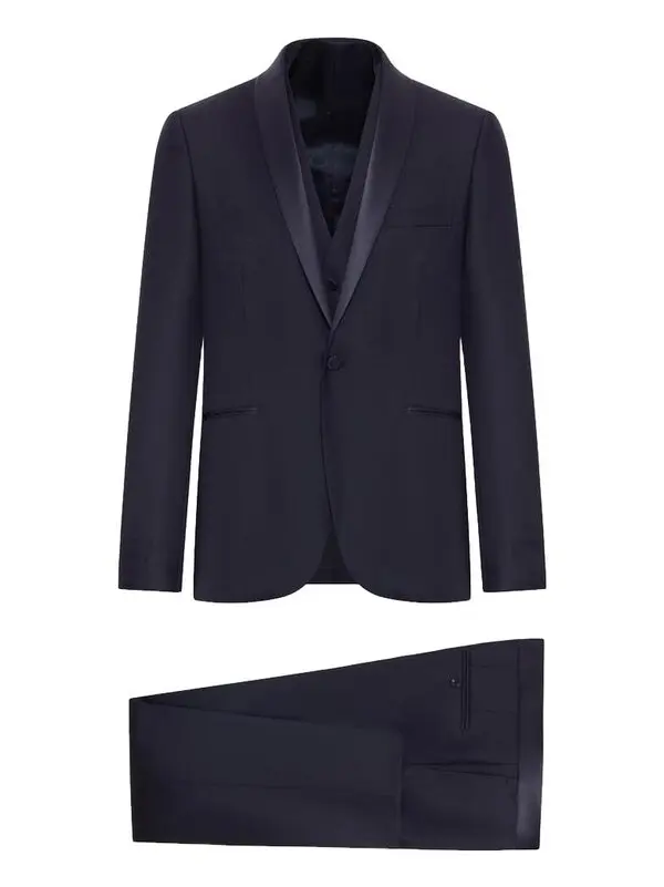 Tagliatore Single-breasted Virgin Wool Tuxedo - Blue