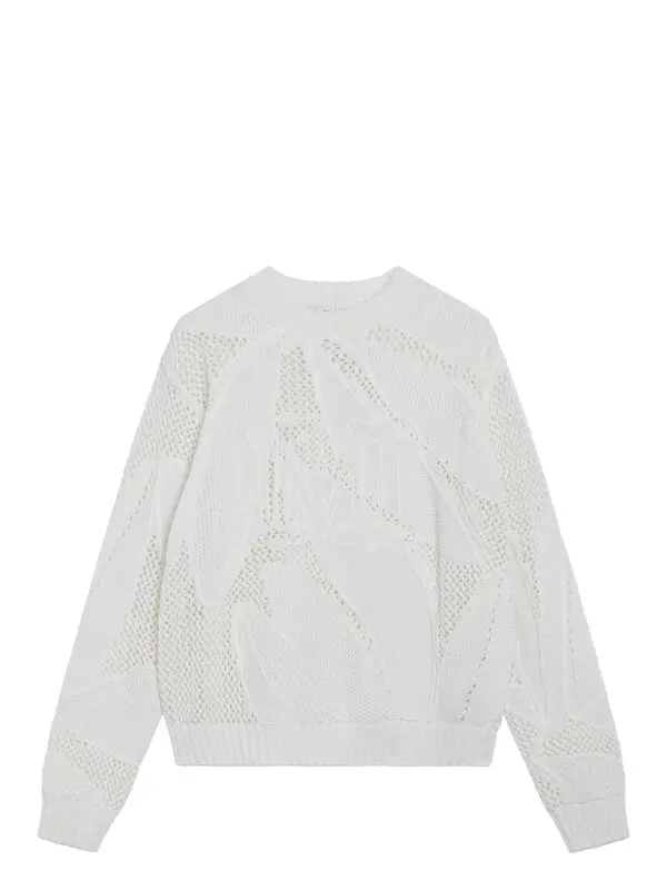 Max Mara Embroidered Cotton Crewneck Sweater - White