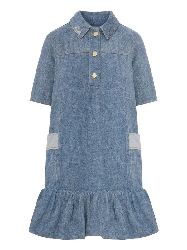 GANNI Patchwork Denim Dress - Blue