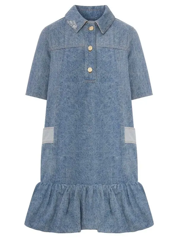 GANNI Patchwork Denim Dress - Blue