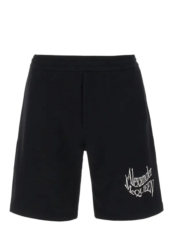 Alexander McQueen Logo Embroidered Cotton Shorts - Multicolor