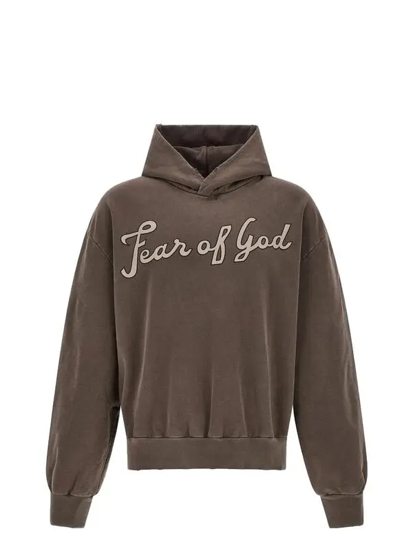 Fear Of God Graphic Print Cotton Hoodie - Brown