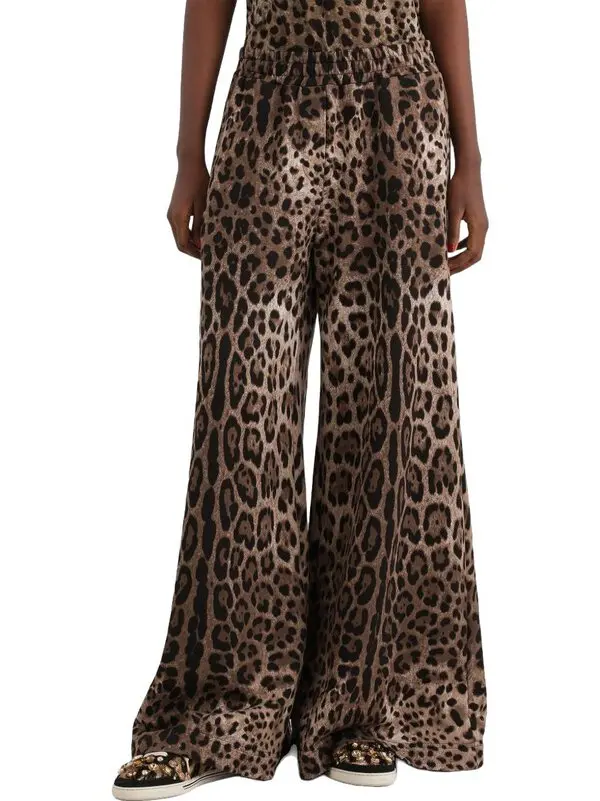 Dolce & Gabbana Leopard Print Cotton Trousers - Multicolor