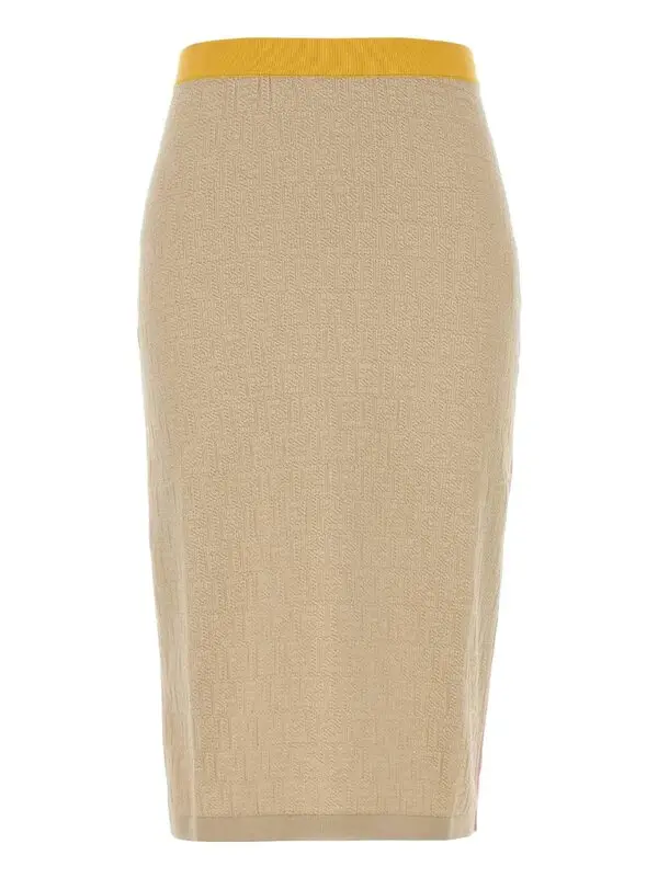 Fendi Stretch Cotton Blend Skirt - Brown