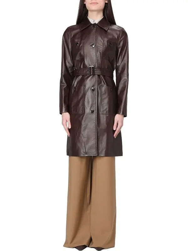 Max Mara Leather Trench Coat - Brown