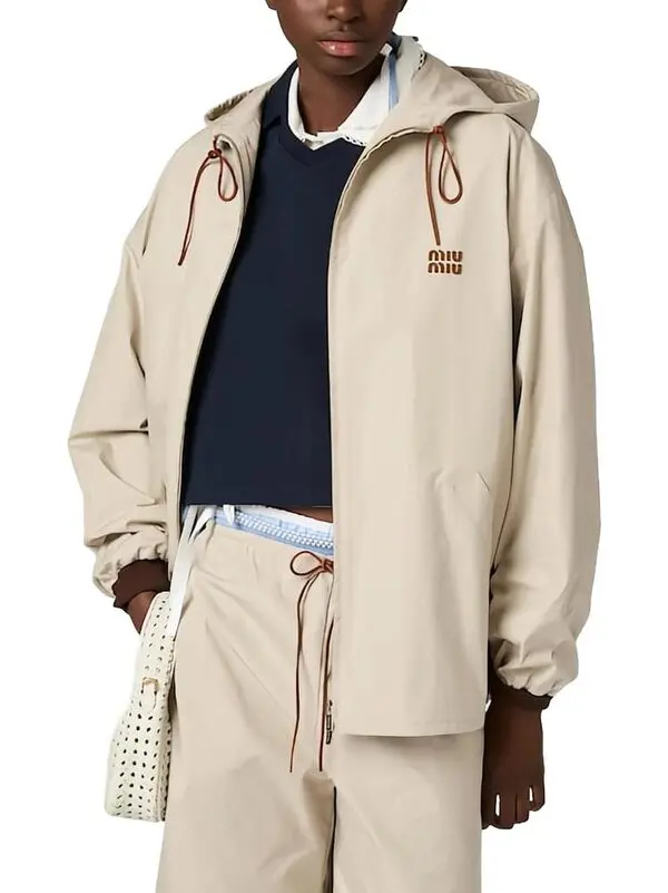 Miu Miu Panama Cotton Caban Jacket - Cream