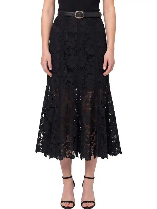 SELF-PORTRAIT Lace Midi Skirt - Multicolor