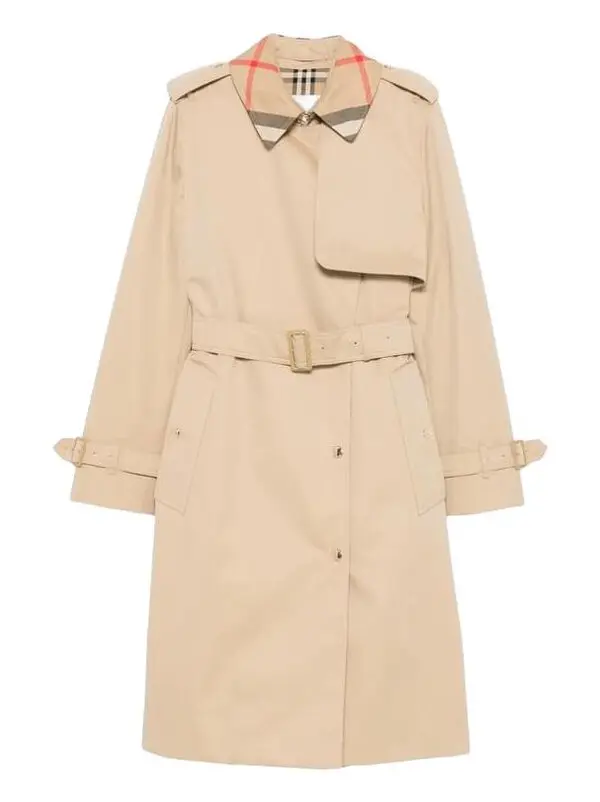 Burberry Cotton Long Sleeve Trench Coat - Cream