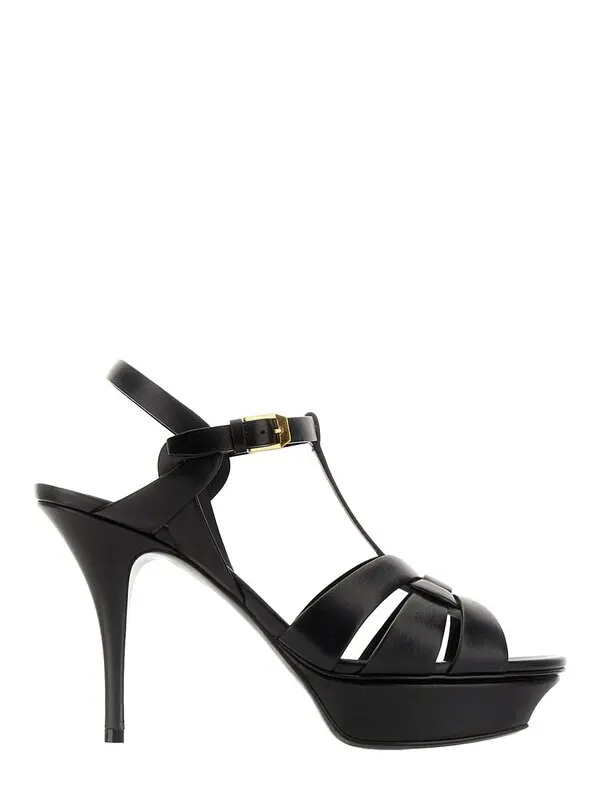 Saint Laurent Leather T-bar Platform Sandals - Multicolor