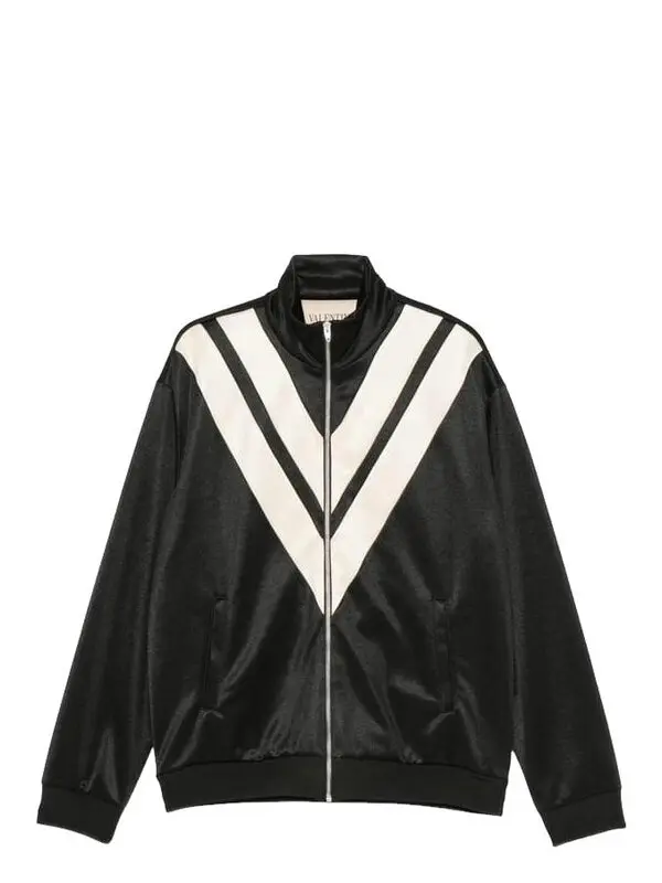 Valentino Garavani Chevron Pattern Bomber Jacket - Black