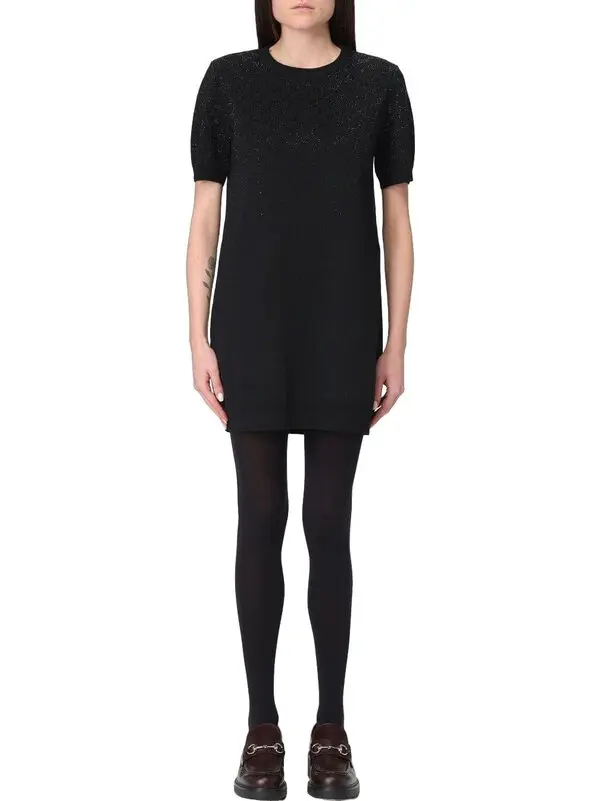 Gucci Gg Rhinestone Knit Mini Dress - Black