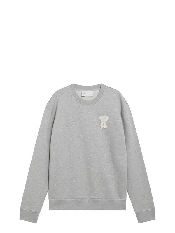 AMI Paris De Coeur Cotton Sweatshirt - Gray