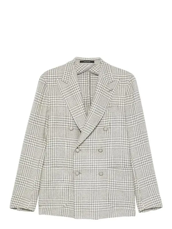 Tagliatore Houndstooth Double-breasted Blazer - White