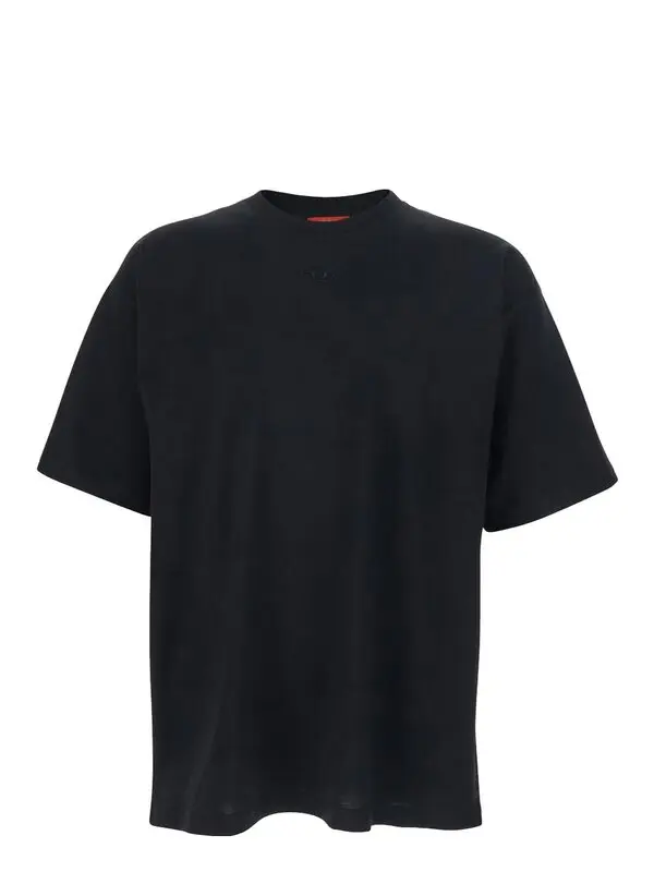 DIESEL® Crew Neck T-shirt With Embroidered Oval D Logo On The Front In Cotton For - Black