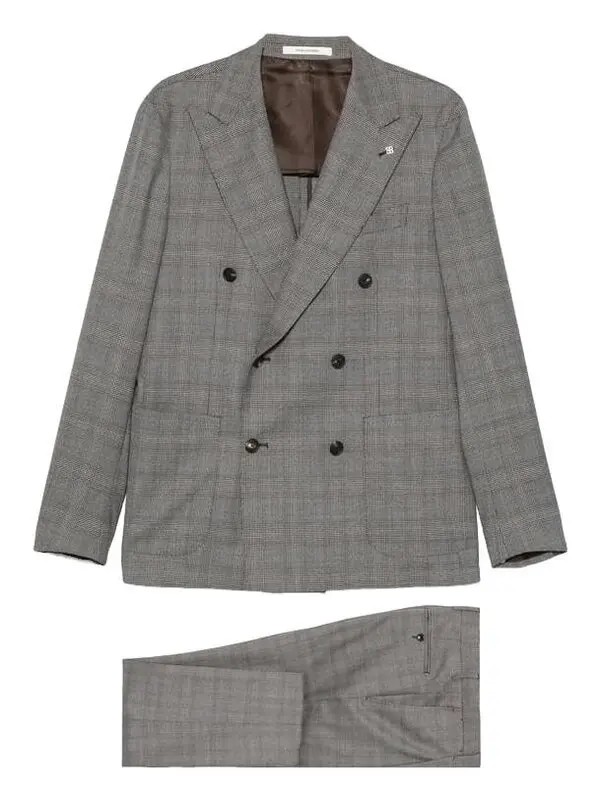 Tagliatore Grey Suits Double Breasted Suits - Gray