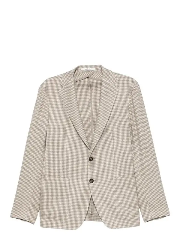Tagliatore Houndstooth Pattern Blazer - Cream