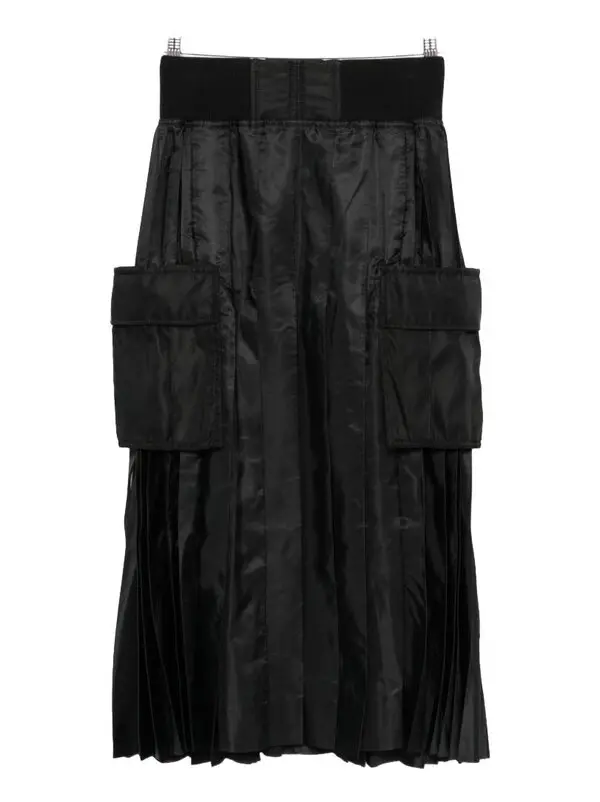 Sacai Quilted Pleated Skirt - Black