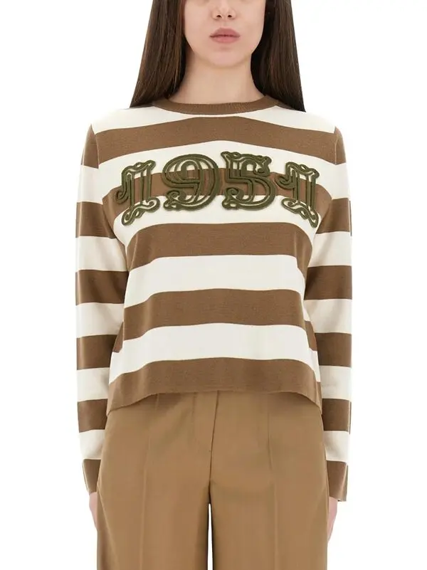 Max Mara Striped Virgin Wool Jersey Viterbo - Brown