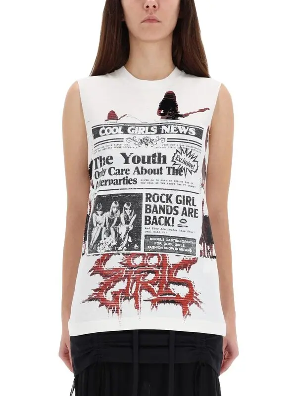 Dolce & Gabbana Printed Sleeveless Top - White