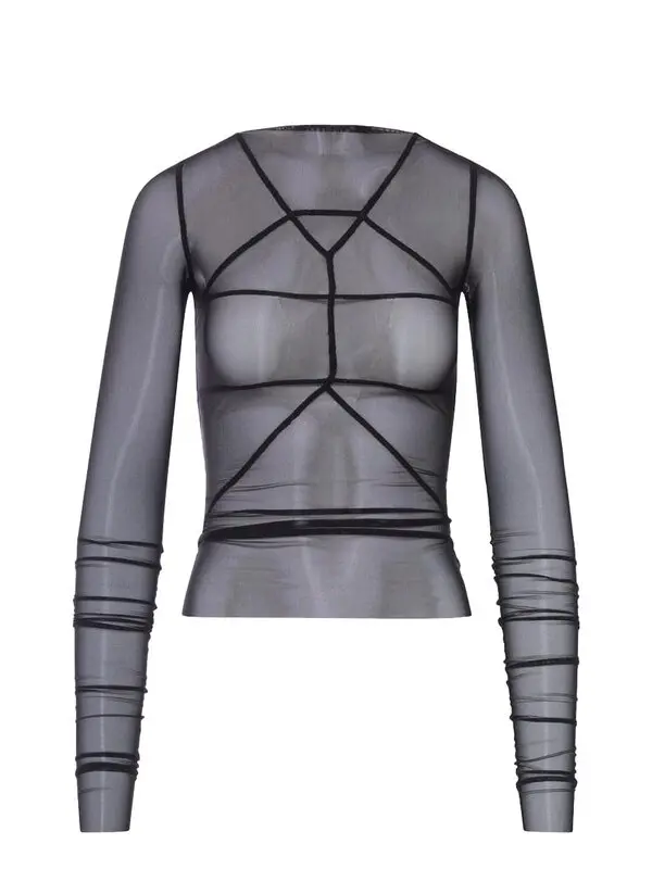Rick Owens Temple T-shirt In Transparent Tulle - Black