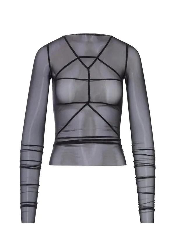 Rick Owens Transparent Tulle T-shirt - Black