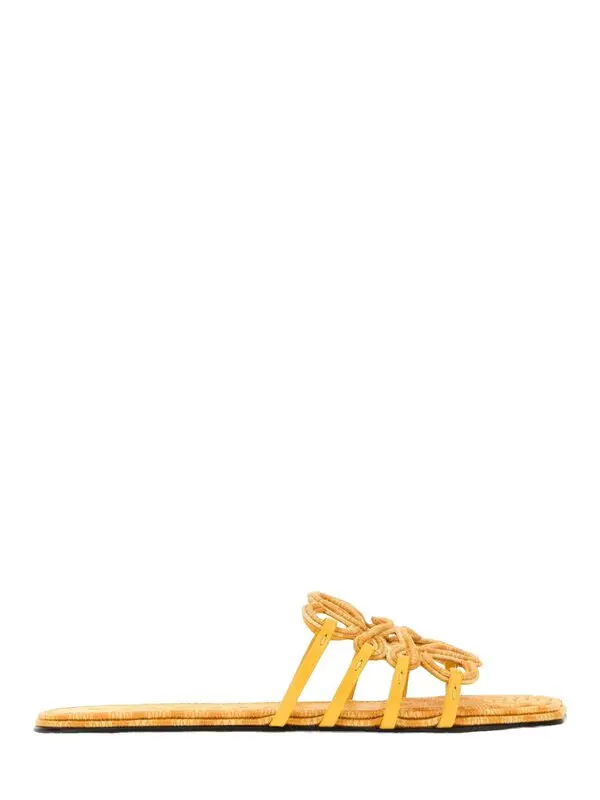 Loewe Pastel Canvas Paula S Ibiza Petal Anagram Slippers - Orange