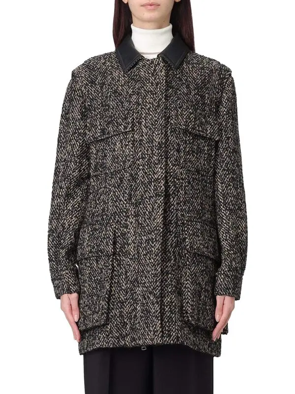 Max Mara Virgin Wool Jacquisite Coat - Brown