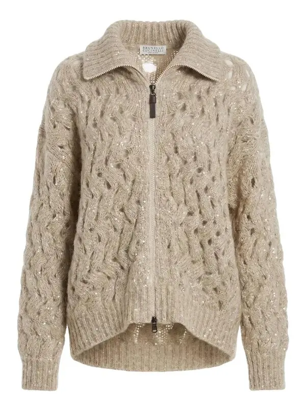 Brunello Cucinelli Sequined Cable Knit Cardigan - Multicolor