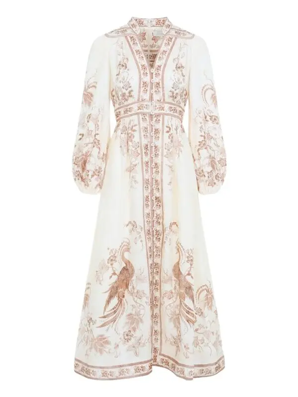 Zimmermann Indra Printed Linen Long Dress - Multicolor