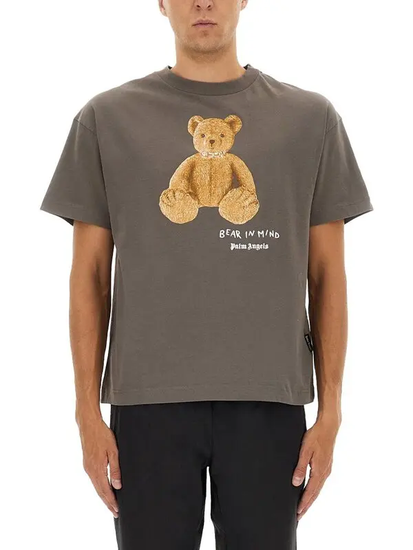 Palm Angels T-shirt With Print - Gray