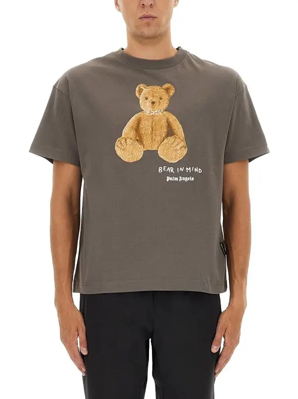 Palm Angels T-shirt With Print - Gray