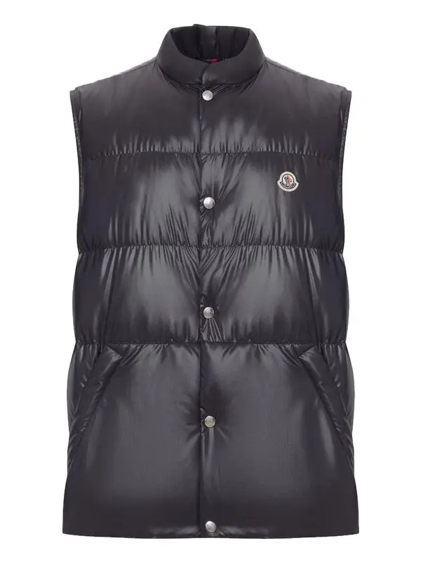 Moncler Restigo Quilted Vest With Logo Patch - Black