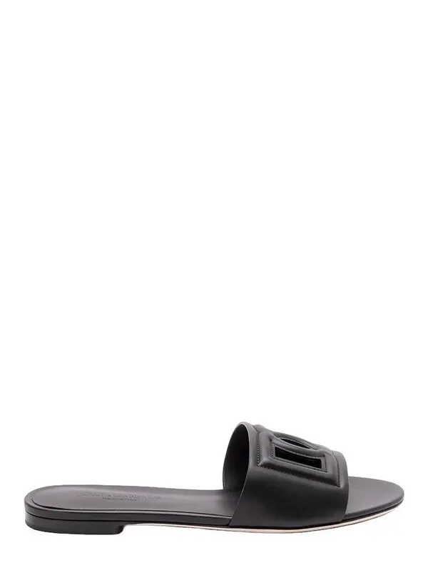 Dolce & Gabbana Leather Logo Slides - Multicolor
