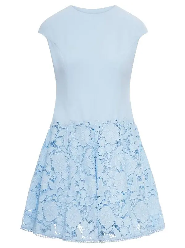 SELF-PORTRAIT Crepe Lace Mini Dress - Blue