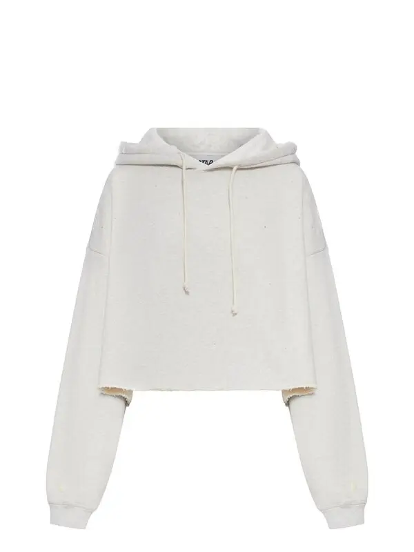 GOLDEN GOOSE Cropped Hoodie With Micro Applications - Gray