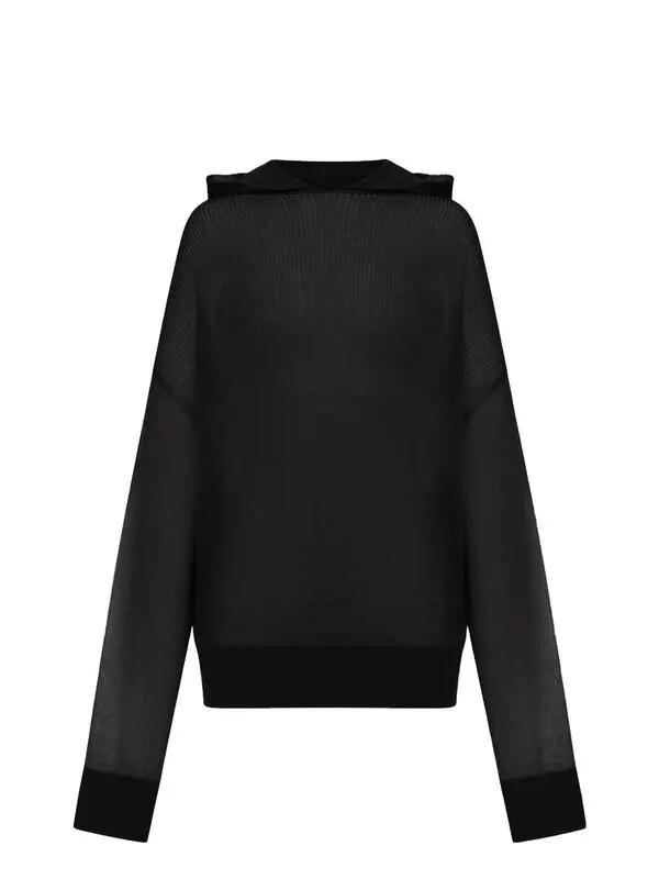 Rick Owens Semi-transparent Knit Hooded Sweatshirt - Black