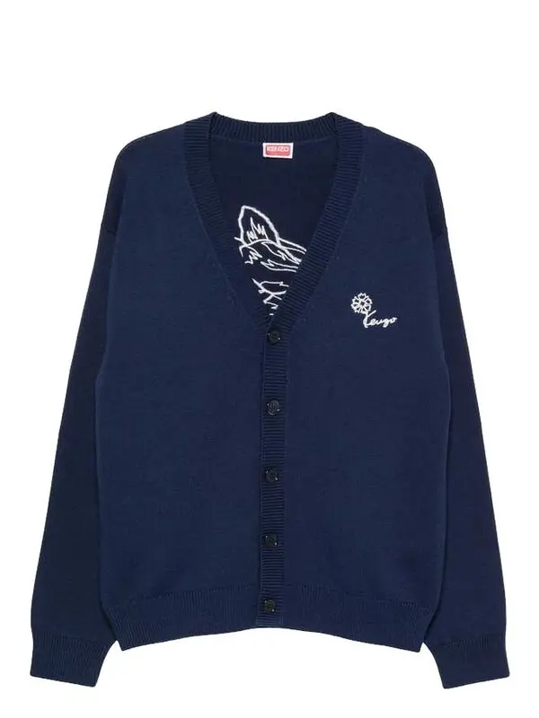 Kenzo Embroidered Floral Cardigan - Blue