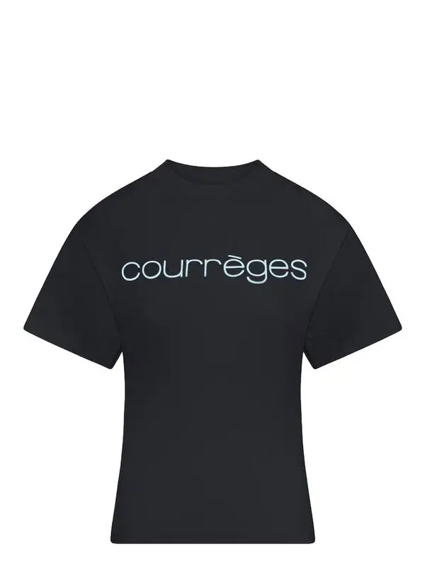 COURREGES Printed Cotton Jersey T-shirt - Black