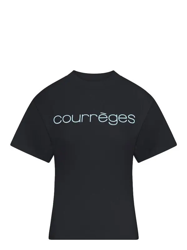 COURREGES Printed Cotton T-shirt - Black